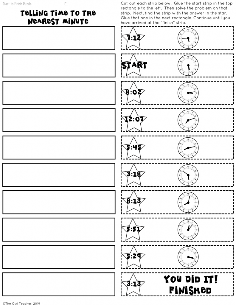 Telling Time Start2Finish Math Puzzles Printable & Digital (Google ...