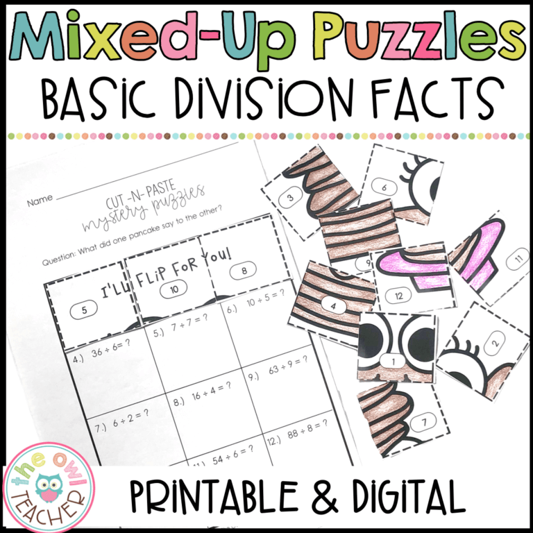 Division Fact Practice Mixed Up Puzzles Printable & Digital (Google ...