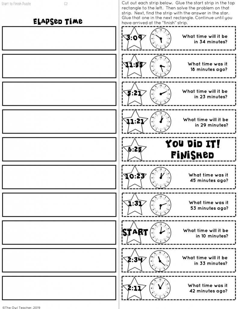 Elapsed Time Start2Finish Puzzles Printable & Digital (Google) - The ...