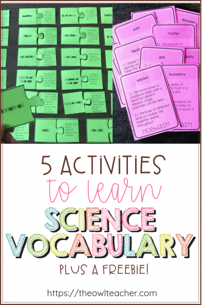 5 Activities to Learn Science Vocabulary - The Owl Teacher