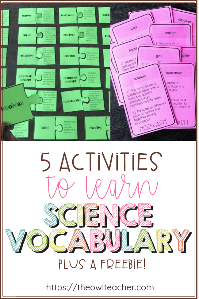 5 Activities to Learn Science Vocabulary - The Owl Teacher