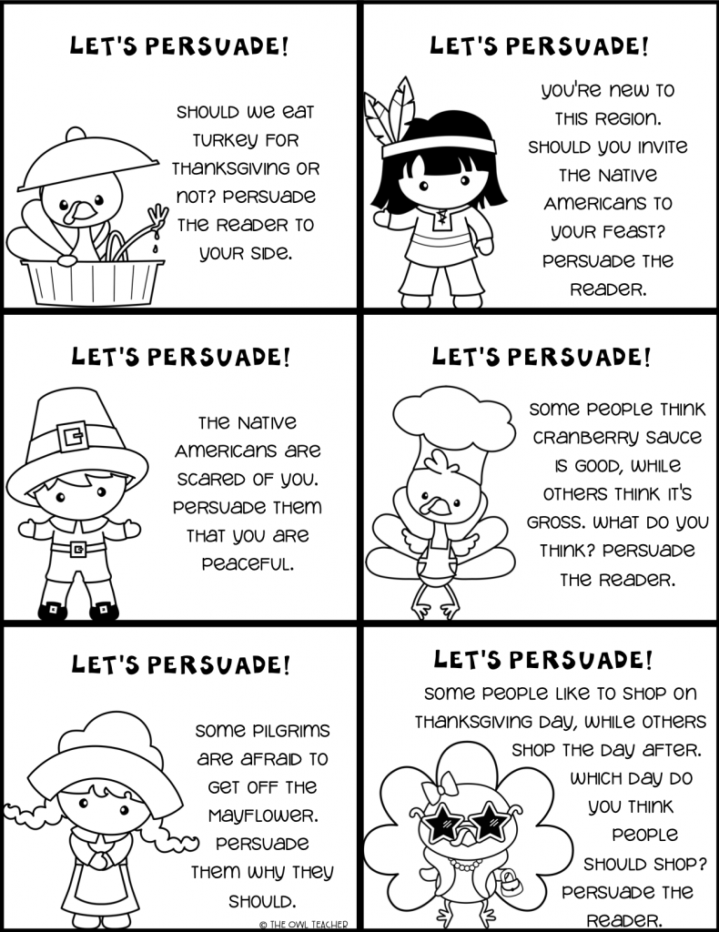 Persuasive Thanksgiving Writing - The Owl Teacher