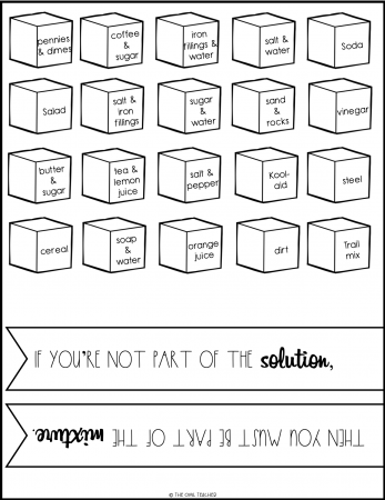 Mixtures and Solutions Craftivity - The Owl Teacher