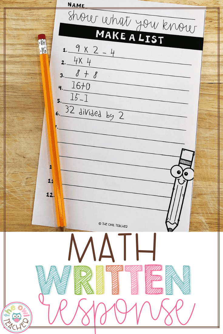 Math Journal Writing Response Printable & Digital (Google) - The Owl ...