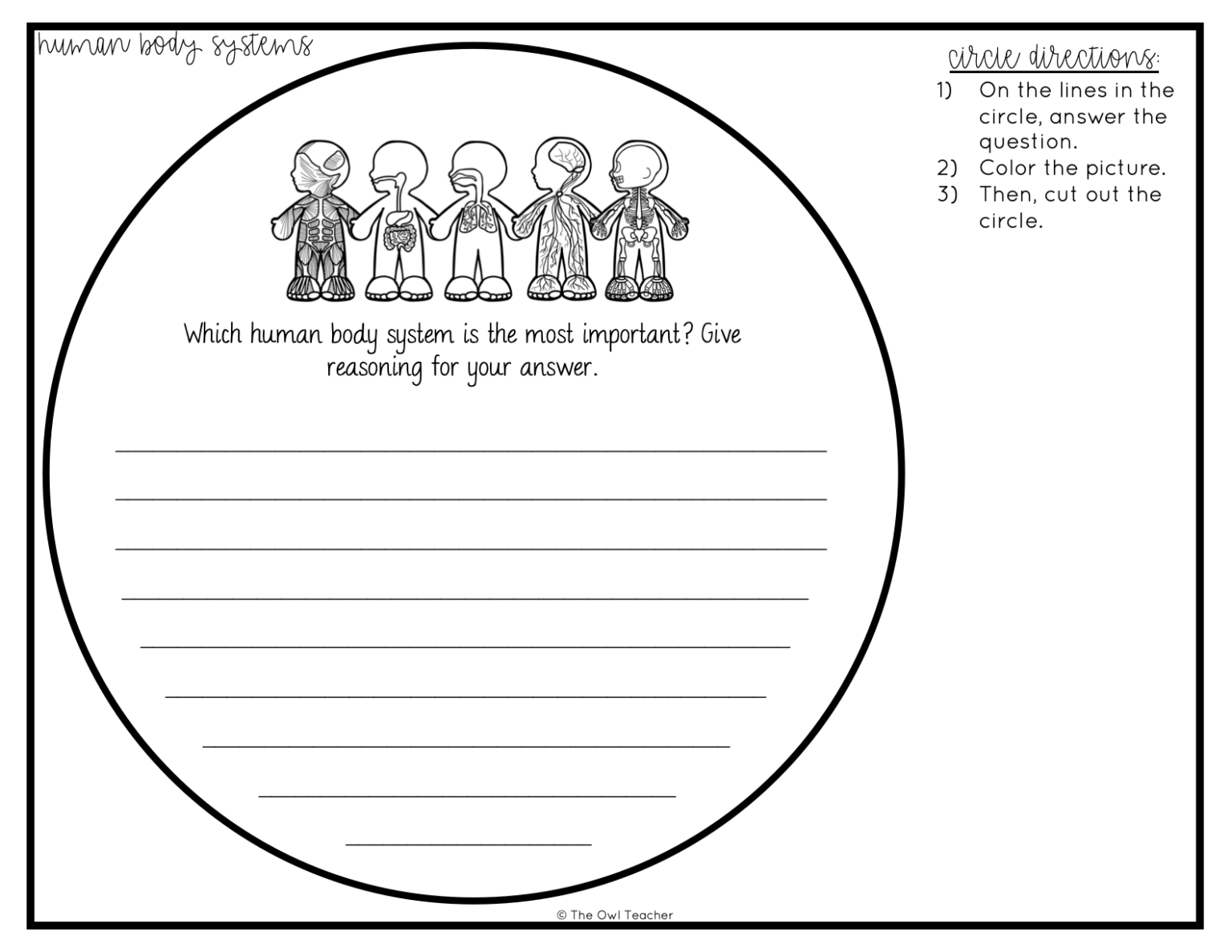 Human Body Systems Circle Book Printable & Digital - The Owl Teacher