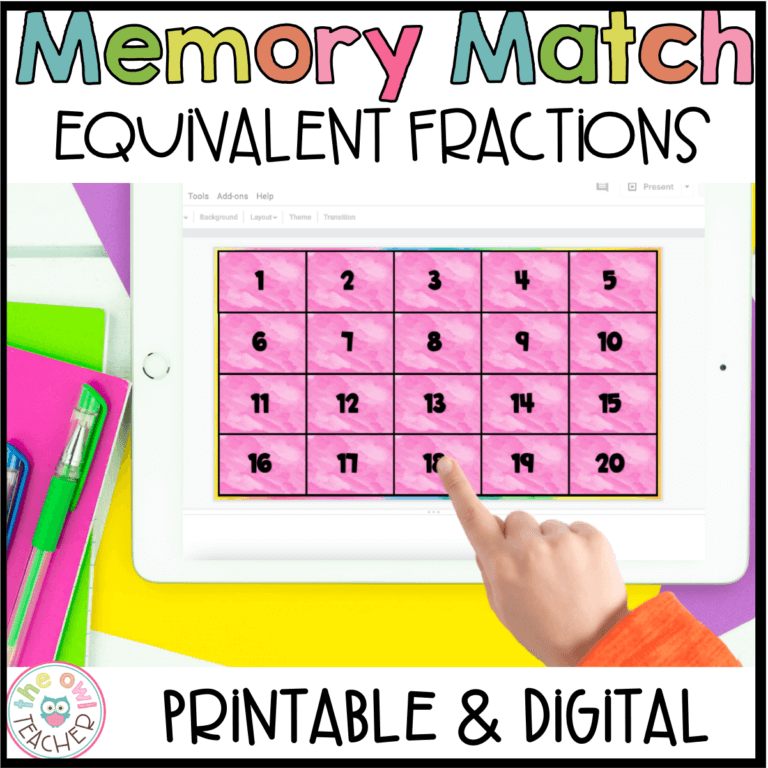 Equivalent Fractions Memory Game Digital & Printable | Concentration ...