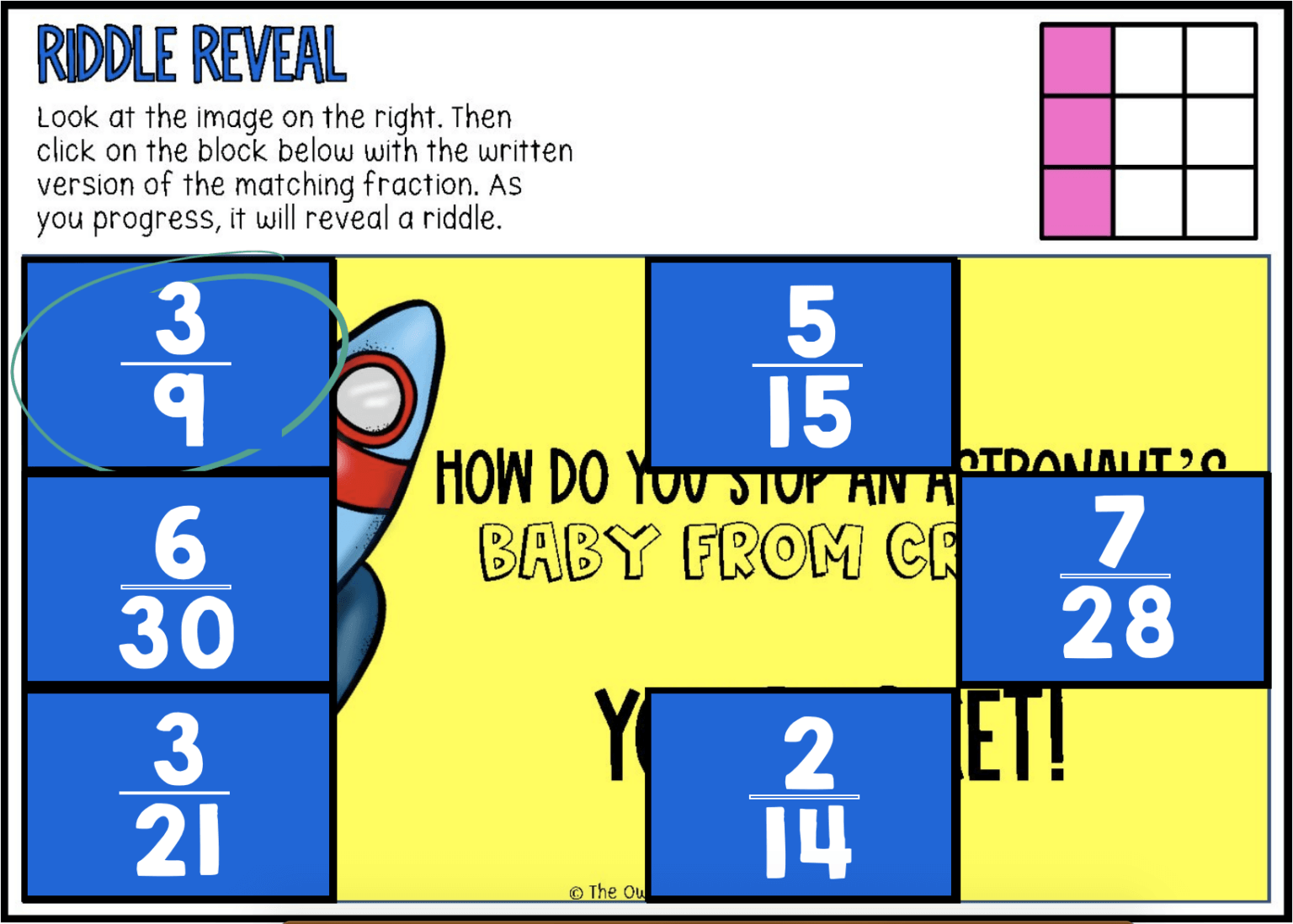 Identifying Fractions Riddle Reveal Boom Cards - The Owl Teacher