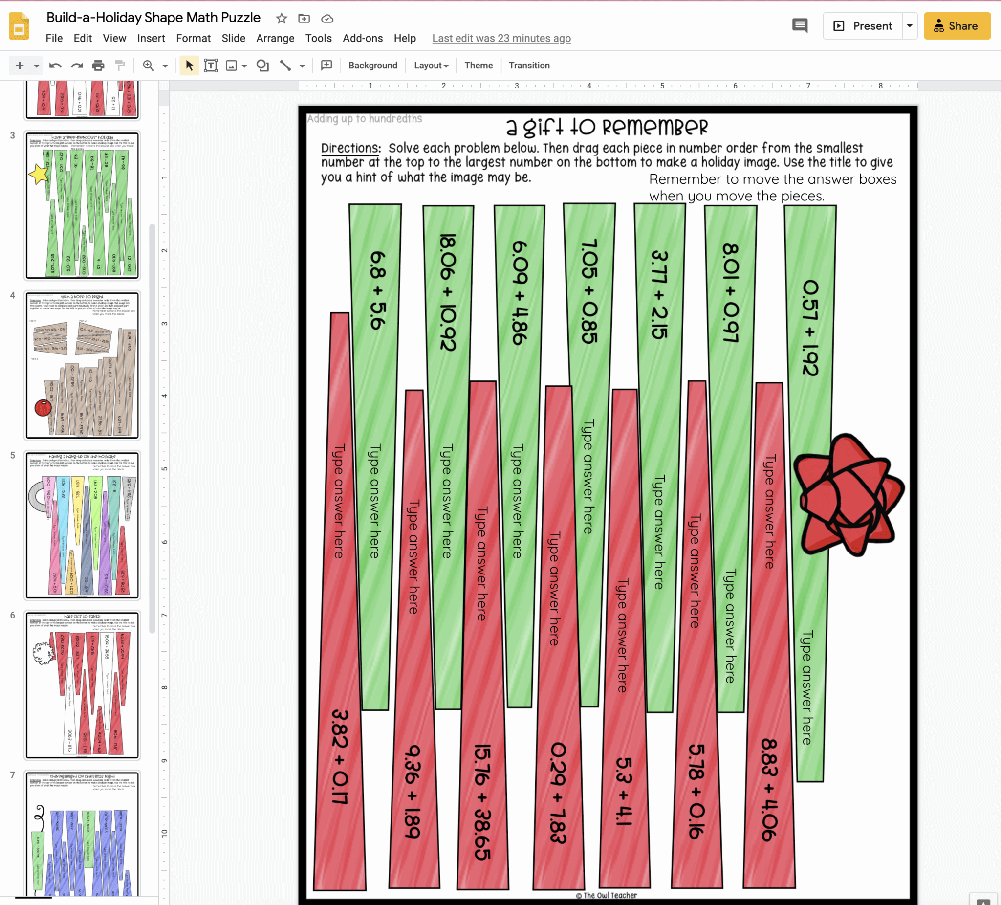 Adding and Subtracting Decimals Holiday Activity | Printable & Digital ...