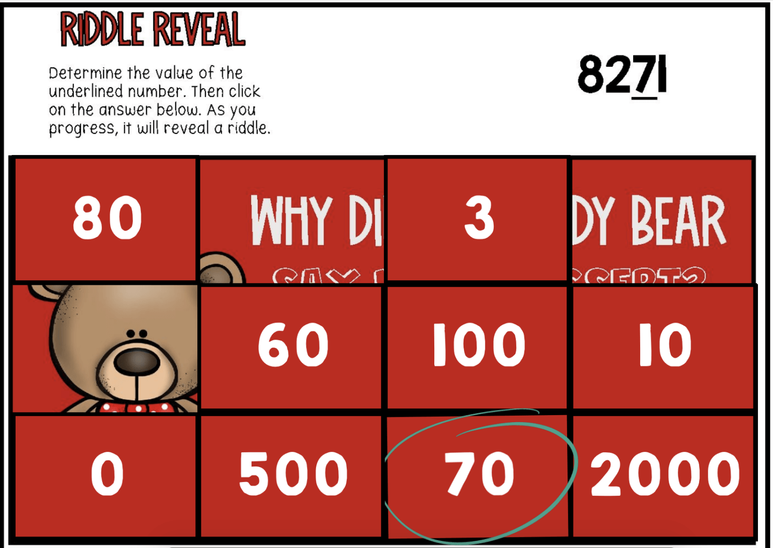 Place Value (Finding the Value of a Digit) Riddle Reveal Boom Cards ...