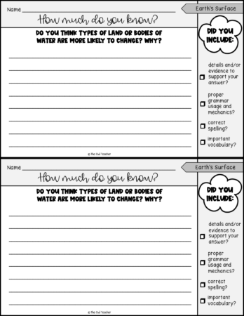 Landforms and Bodies of Water (Earth's Surface) Science Exit Tickets or ...