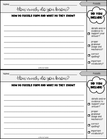 Fossils Science Writing Prompts | Exit Tickets - The Owl Teacher