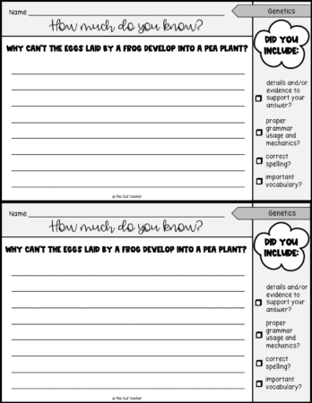 Heredity and Genetics Science Writing Prompts Exit Tickets - The Owl ...