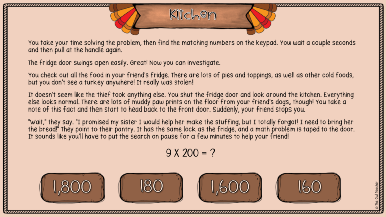 Thanksgiving Multiplication Practice Digital Math Quest Adventure - The ...