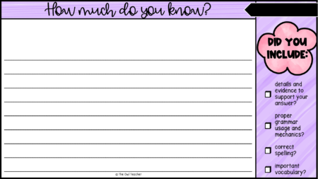 Create Your Own Questions Digital Written Response Template - The Owl ...