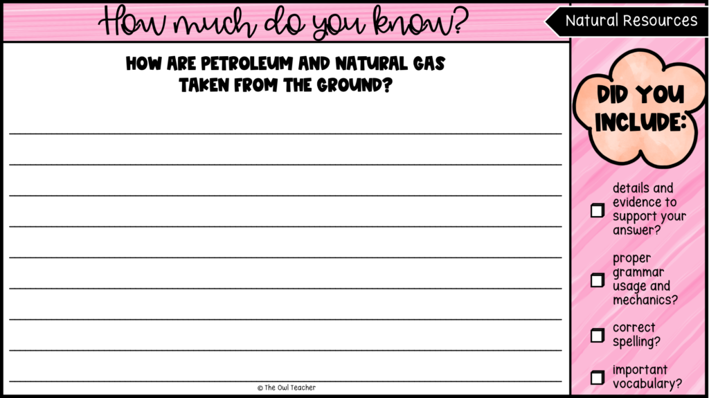 Natural Resources Science Writing Prompts | Exit Tickets - The Owl Teacher