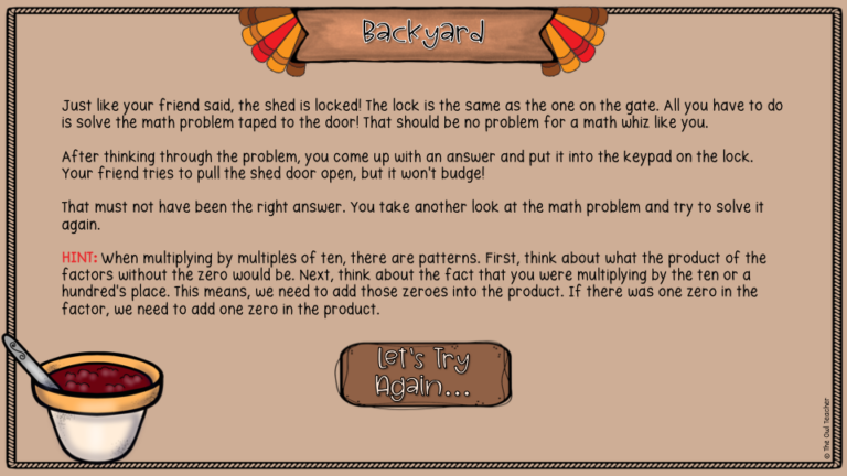 Thanksgiving Multiplication Practice Digital Math Quest Adventure - The ...