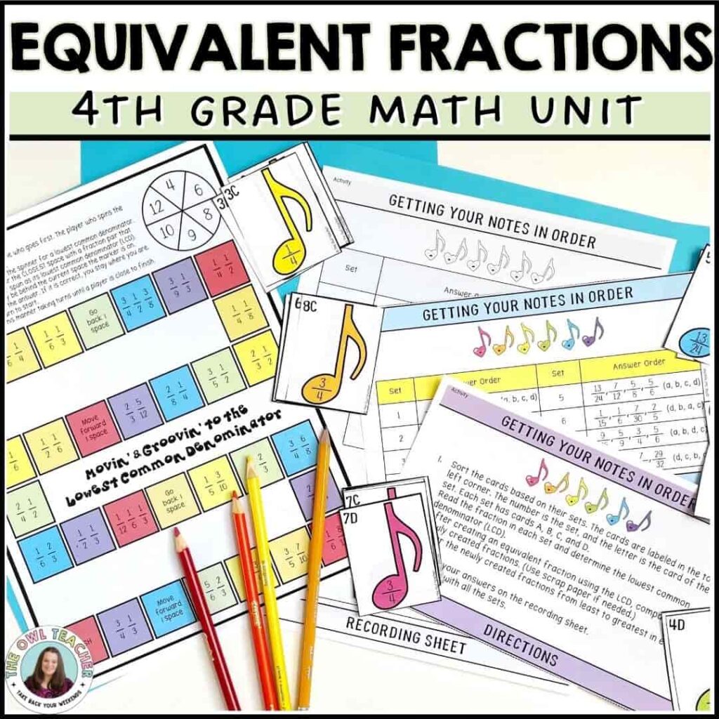 Equivalent Fractions Guided Math Workshop For 4th Grade The Owl Teacher