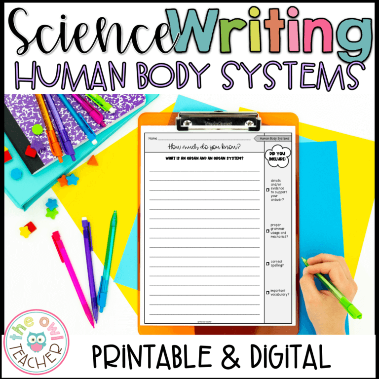 Human Body Science Writing Prompts - The Owl Teacher