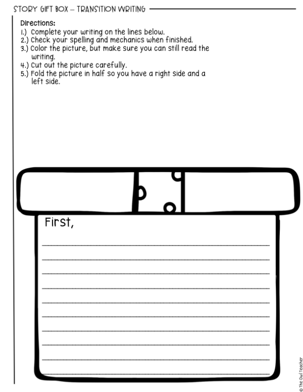 Gift or Present Narrative Writing, Sequence Writing, Transitions in ...