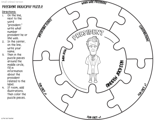 Presidents Biography Puzzles for President's Day