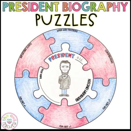 Presidents Biography Puzzles for President's Day