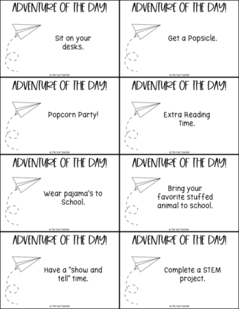 End of the Year Adventure of the Day Reward Motivator