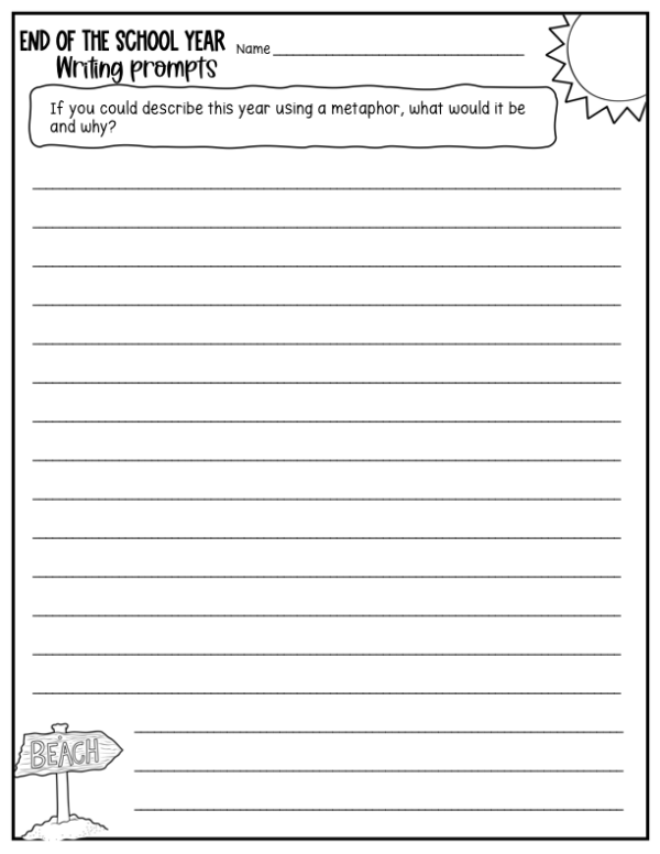 End of the Year Writing Prompts and Reflections
