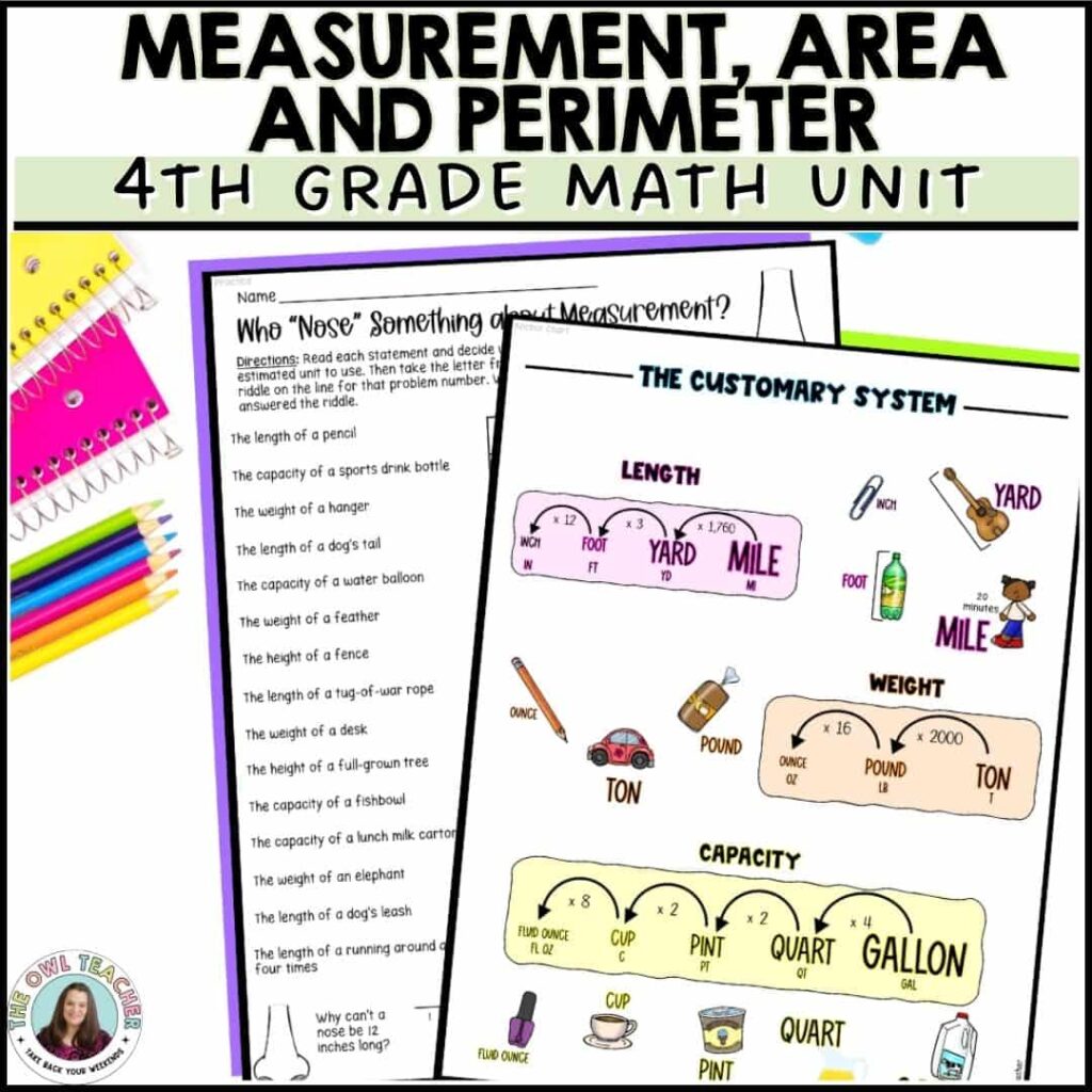 Metric & Customary Measurements, Area & Perimeter Math Workshop Unit