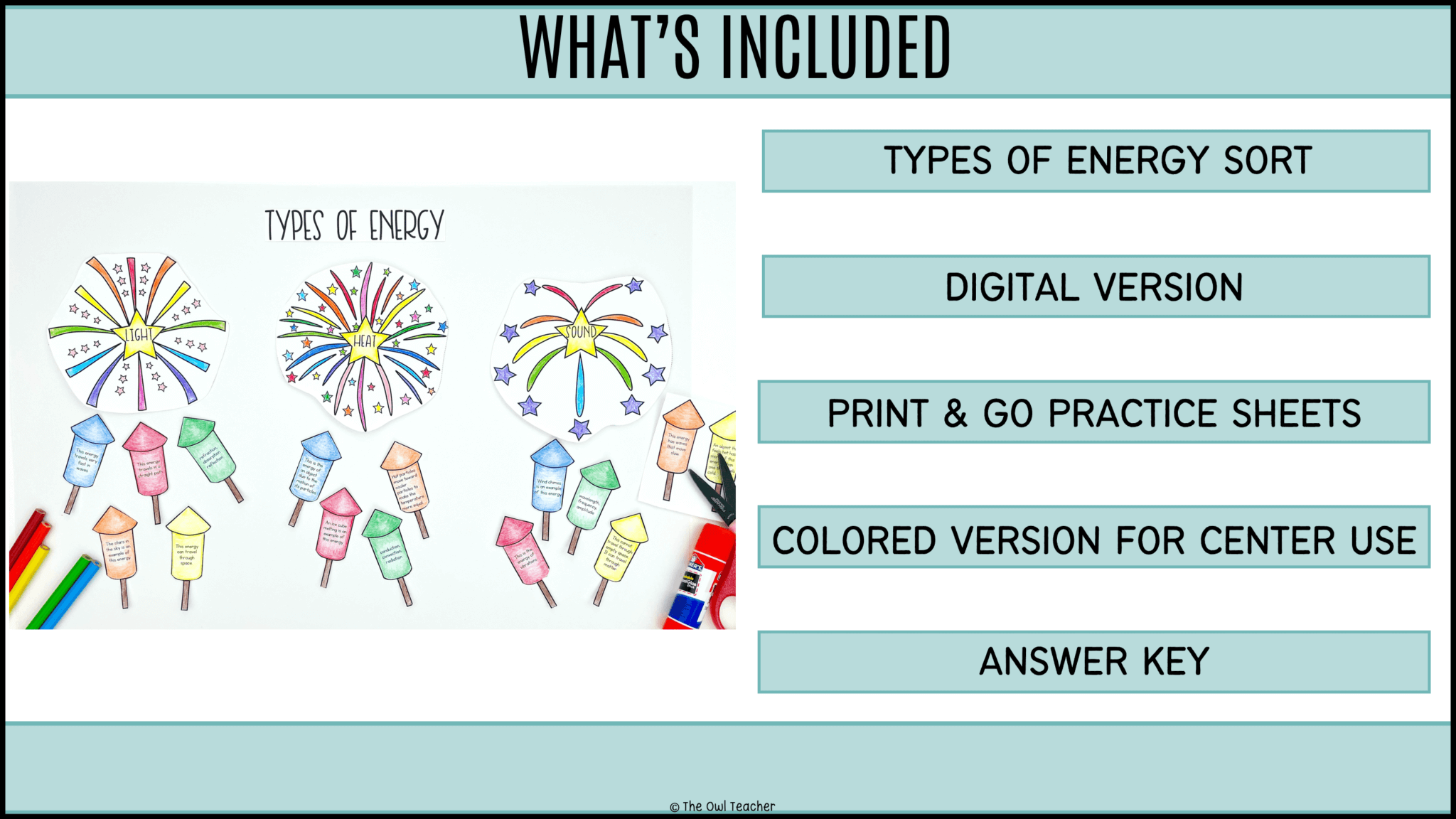 Forms of Energy Craftivity - Heat, Light, & Sound Energy