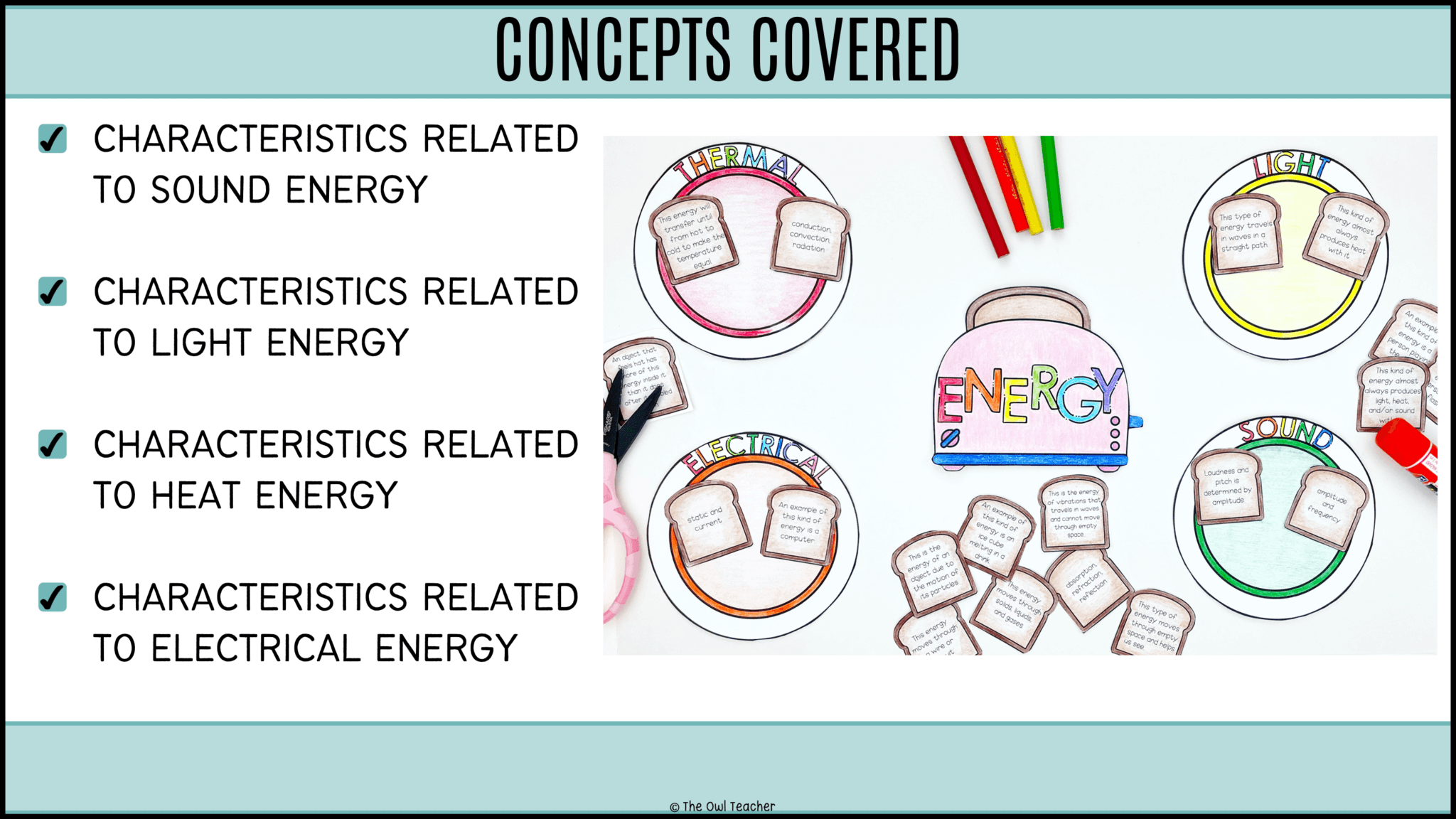 Forms of Energy Sort - Heat, Light, Electrical, & Sound Energy