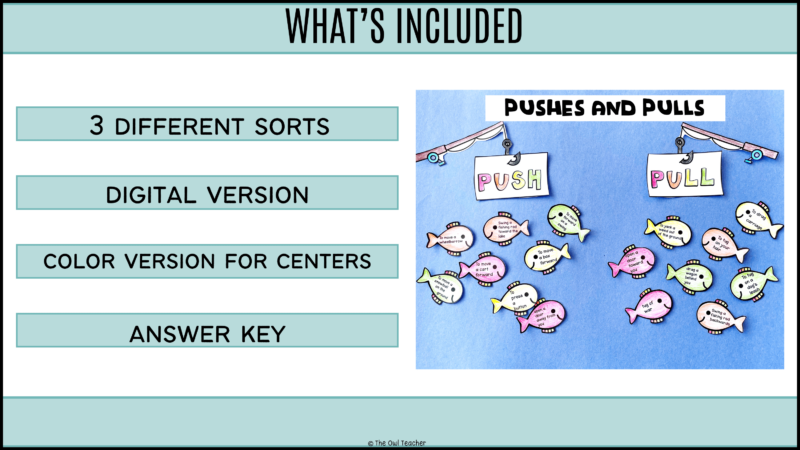 Force and Motion Sort Activity - Balanced and Unbalanced Forces, Push ...