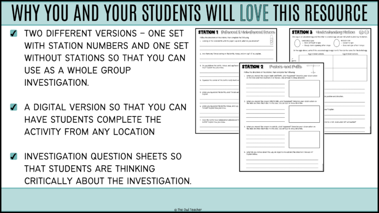 Force and Motion Centers | Lab Stations | Worksheets