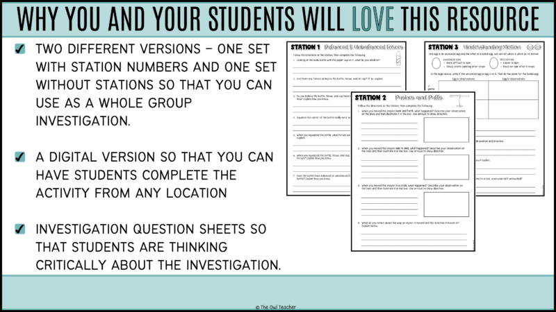 Force and Motion Centers | Lab Stations | Worksheets