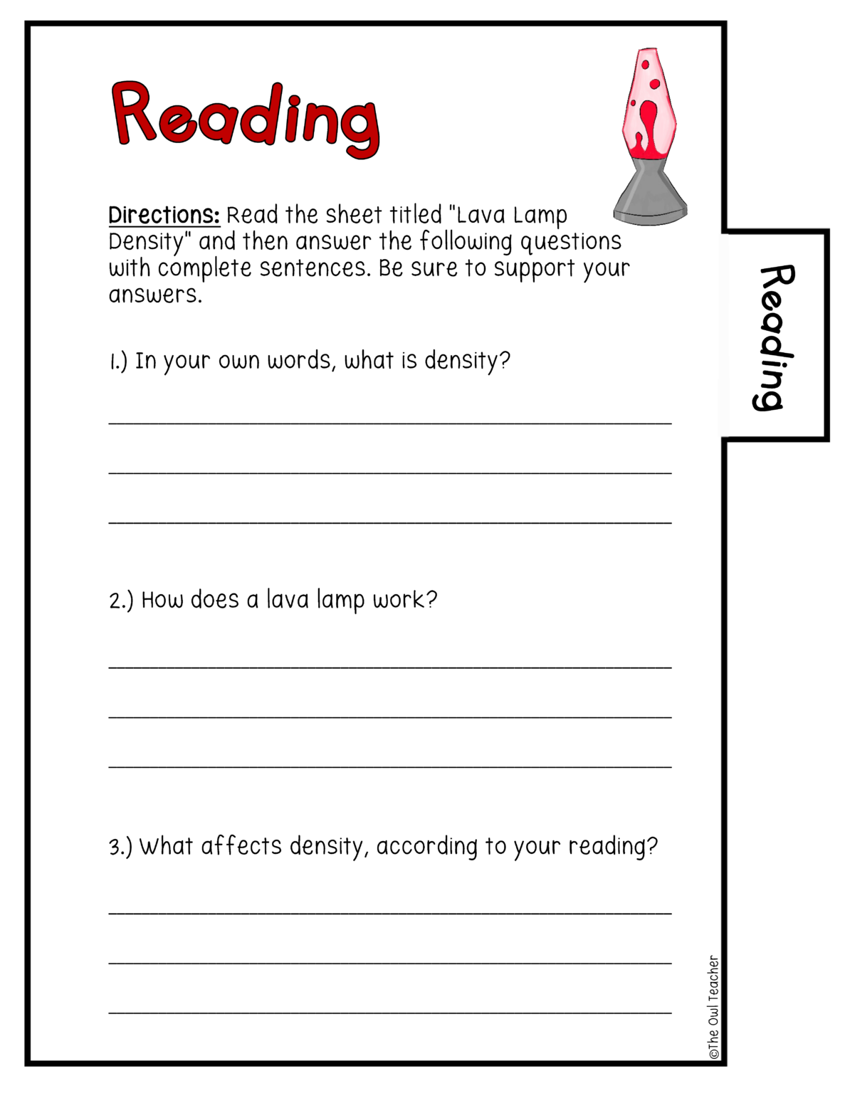 Density Investigation Activity Density Lab