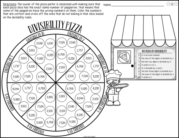 Divisibility Rules Worksheet Practice (Divisibility Pizza)