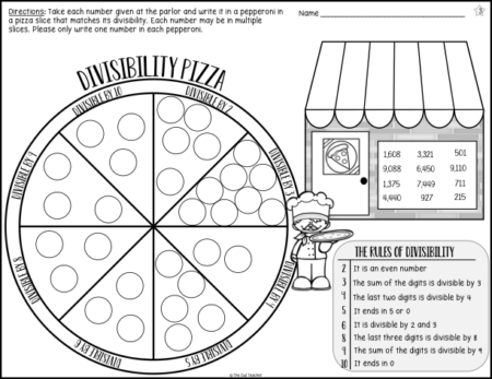 Divisibility Rules Worksheet Practice (Divisibility Pizza)