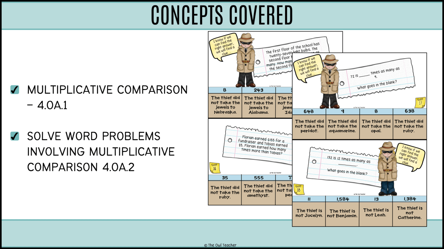 Multiplicative Comparison Mystery Activity