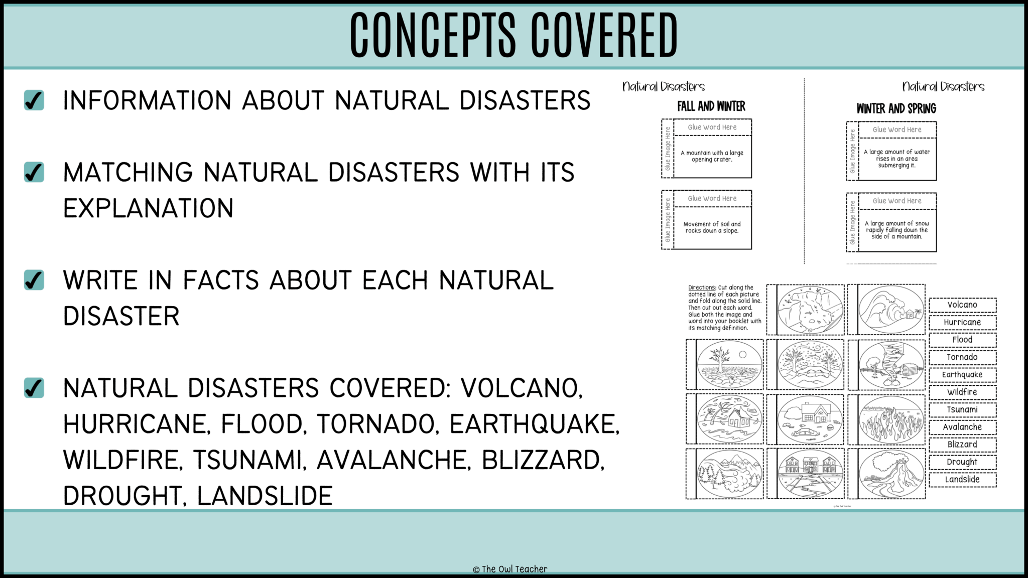 Natural Disasters Vocabulary Interactive Booklet - The Owl Teacher