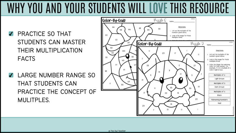 Multiples Color By Number Activity - The Owl Teacher