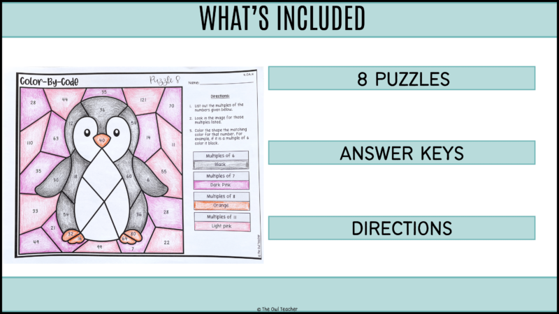 Multiples Color By Number Activity - The Owl Teacher