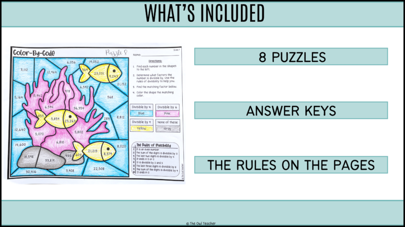 Divisibility Color By Number Activity - The Owl Teacher
