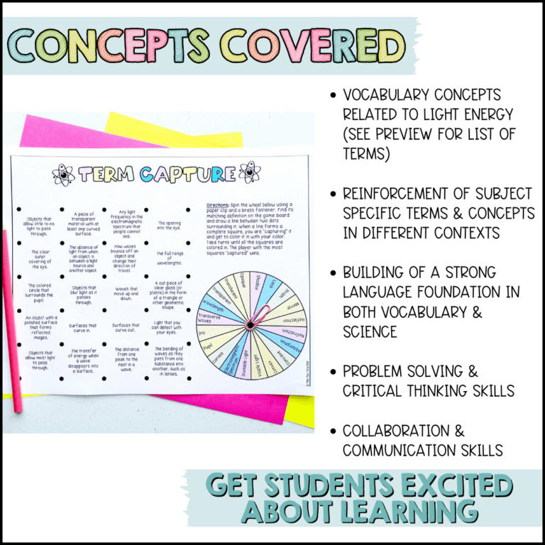 Light Energy Science Vocabulary Games