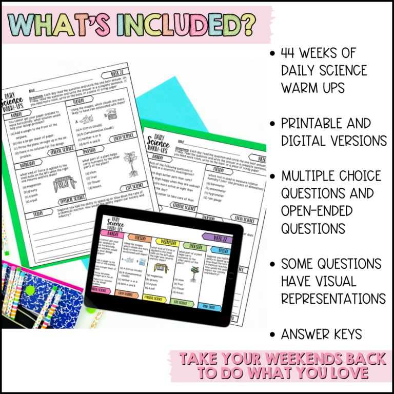 Daily Science Warm-Ups for Science Morning Work