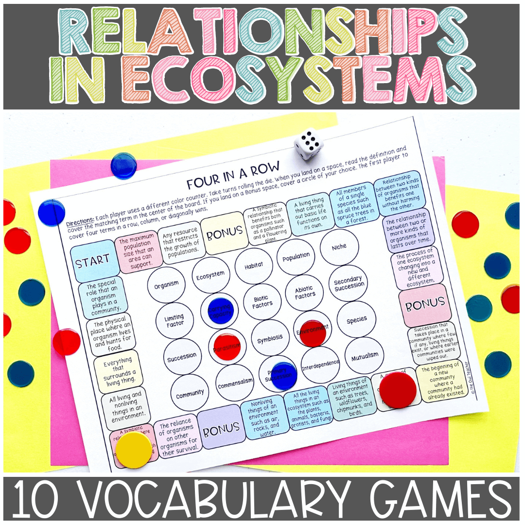 Relationships in Ecosystems Science Vocabulary Games