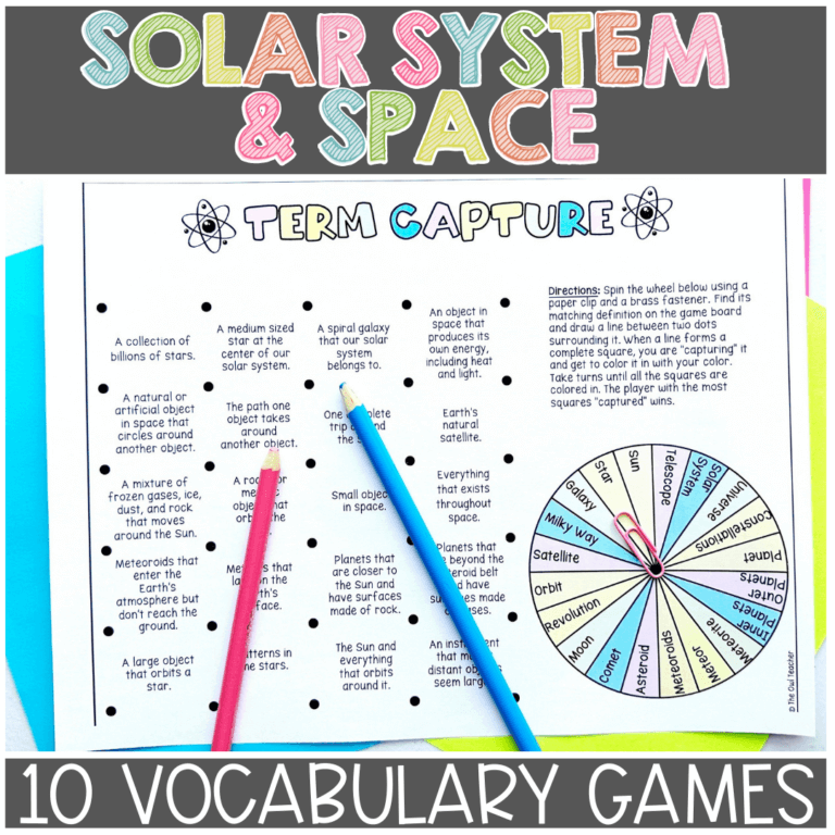 Solar Systems and Planets Science Vocabulary Games