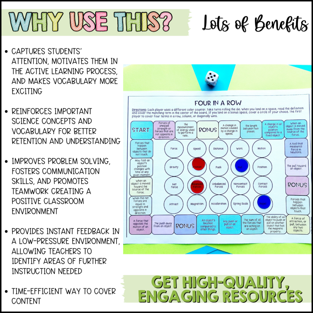 Force and Motion Science Vocabulary Games