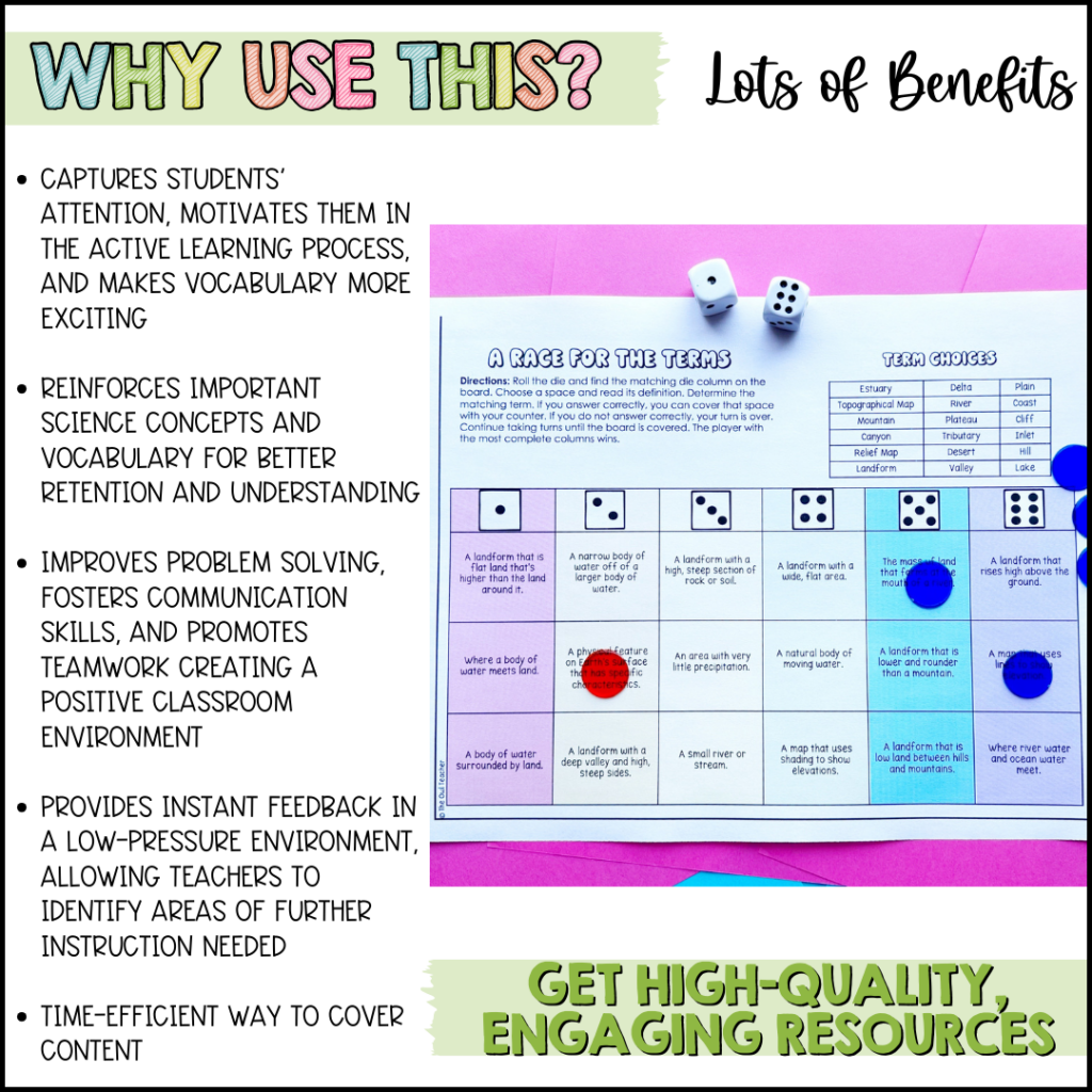 Earth's Landforms Science Vocabulary Games