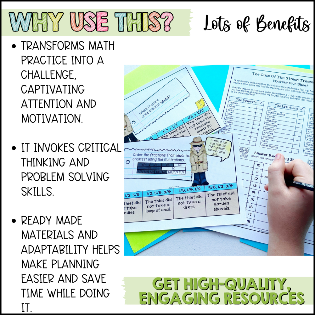 Comparing & Ordering Fractions Math Mystery