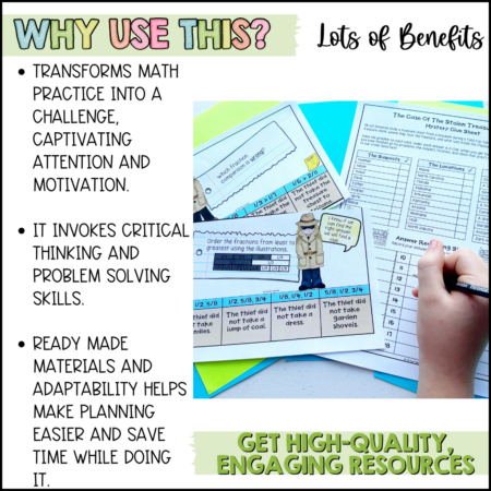 Comparing & Ordering Fractions Math Mystery