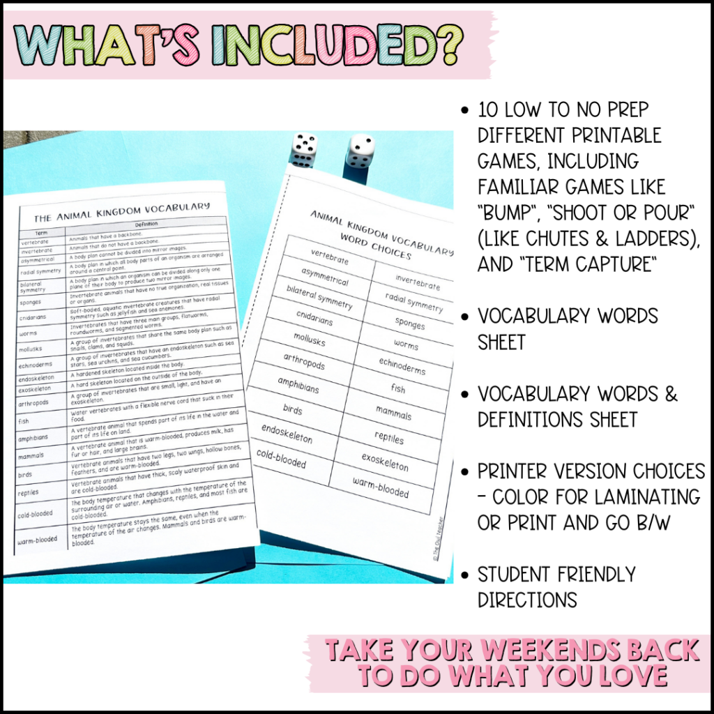 The Animal Kingdom Science Vocabulary Games